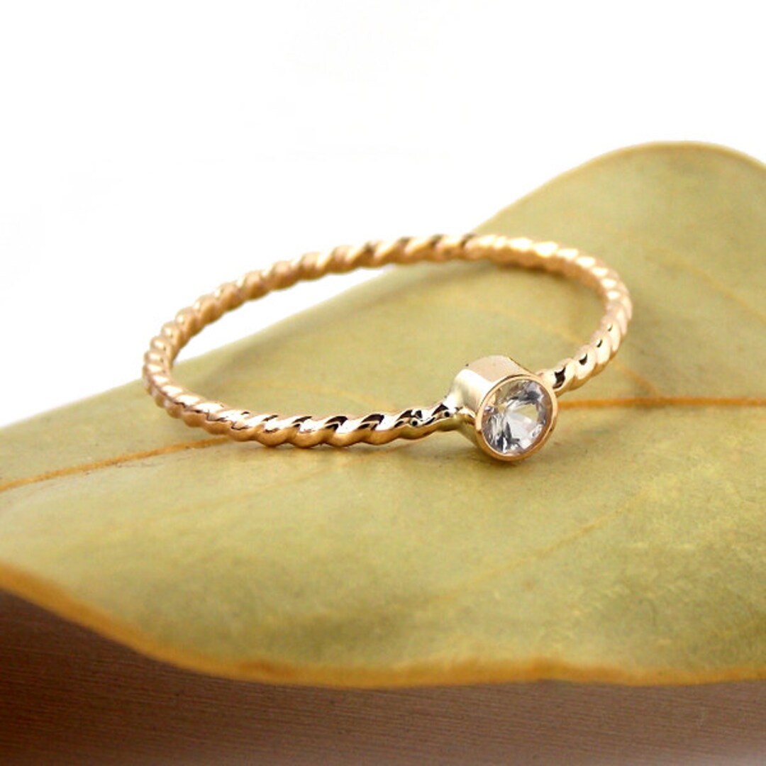 Gold-filled Rope Birthstone Stacking Ring: Simple Dainty 14k - Etsy