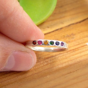 Multi-stone Inside Out Ring: Silver Ring, Sterling Silver Ring, Dainty ...