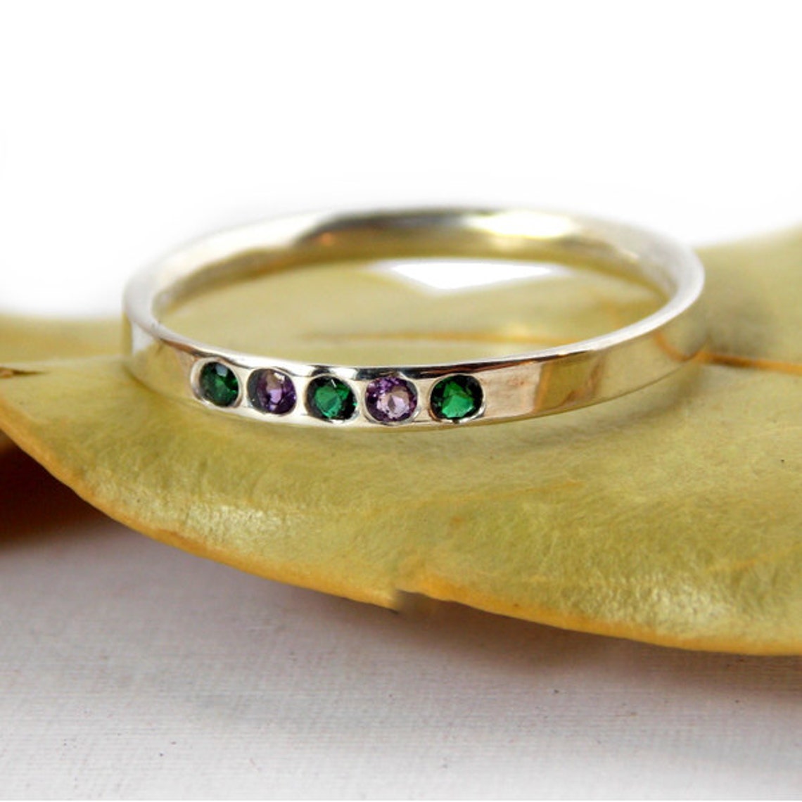 Multi-stone Inside Out Ring: Silver Ring Sterling Silver | Etsy