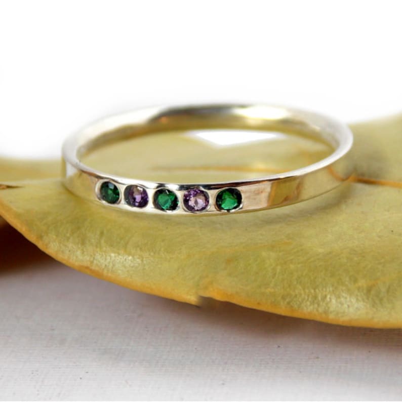 Multi-stone Inside Out Ring: Silver Ring Sterling Silver | Etsy