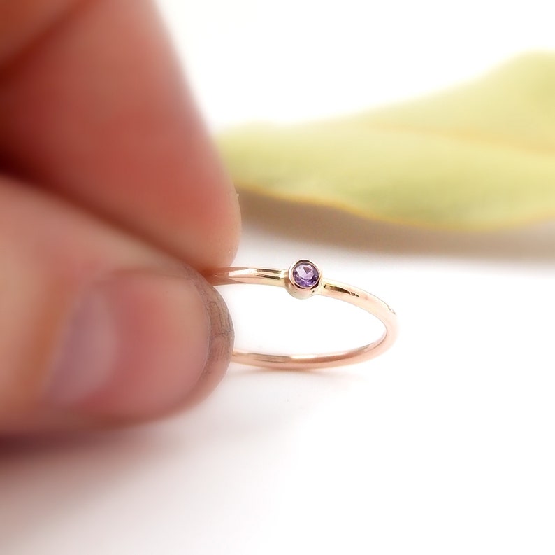 Tiny Rose Gold-filled Birthstone Ring: Simple Dainty 14k Pink - Etsy