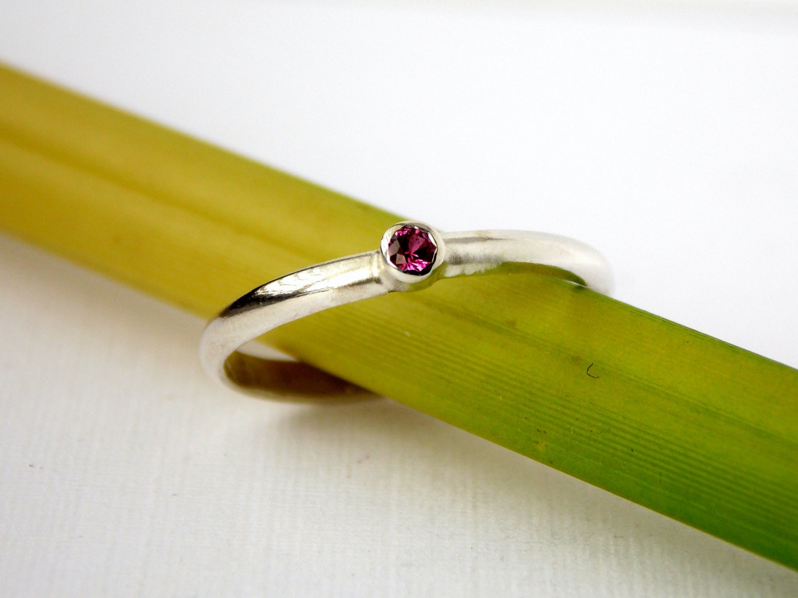 Tiny Domed Band Birthstone Ring: simple dainty petite sterling | Etsy