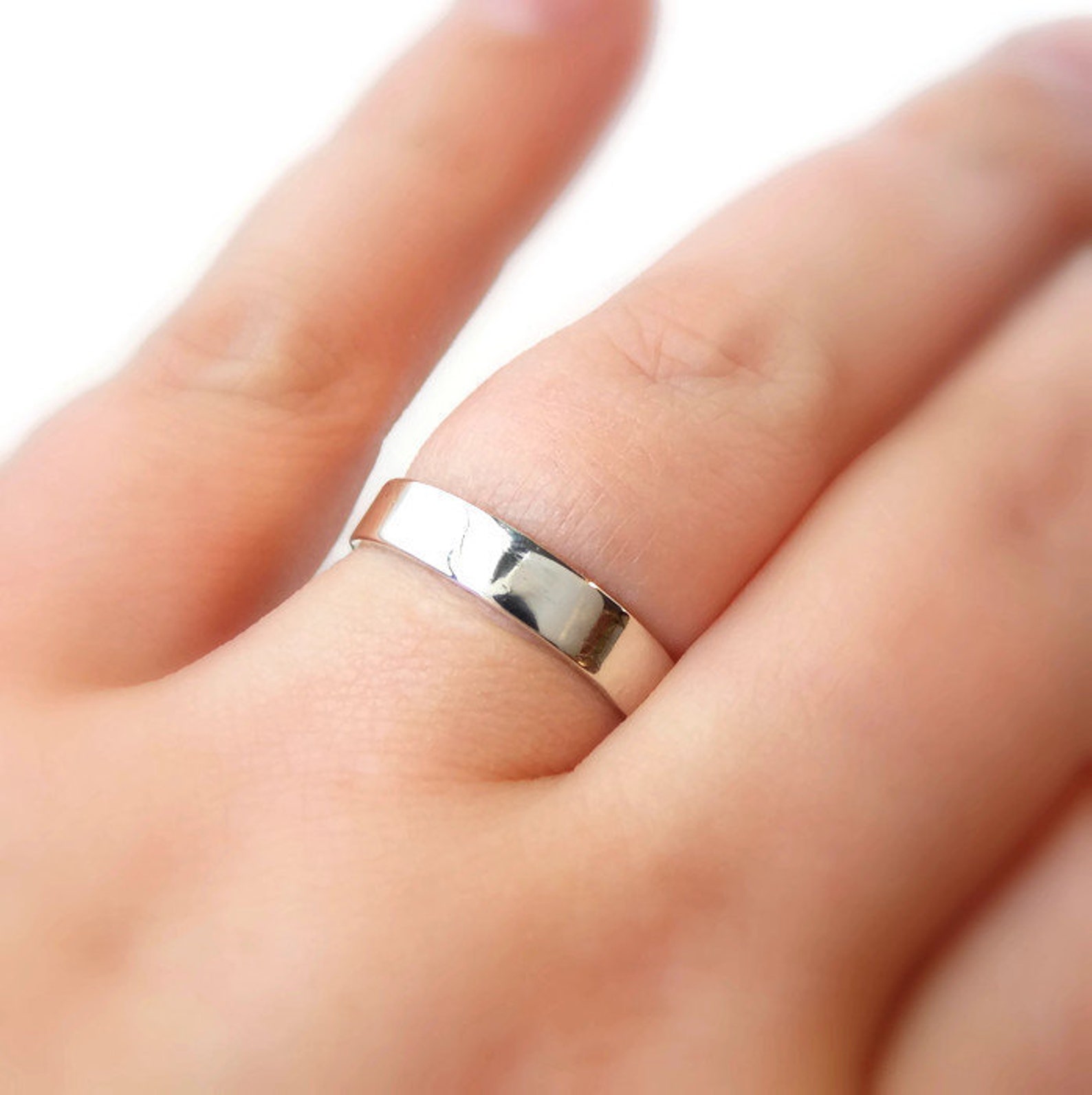 Simple Plain Sterling Silver Wedding Band With a Brushed or - Etsy