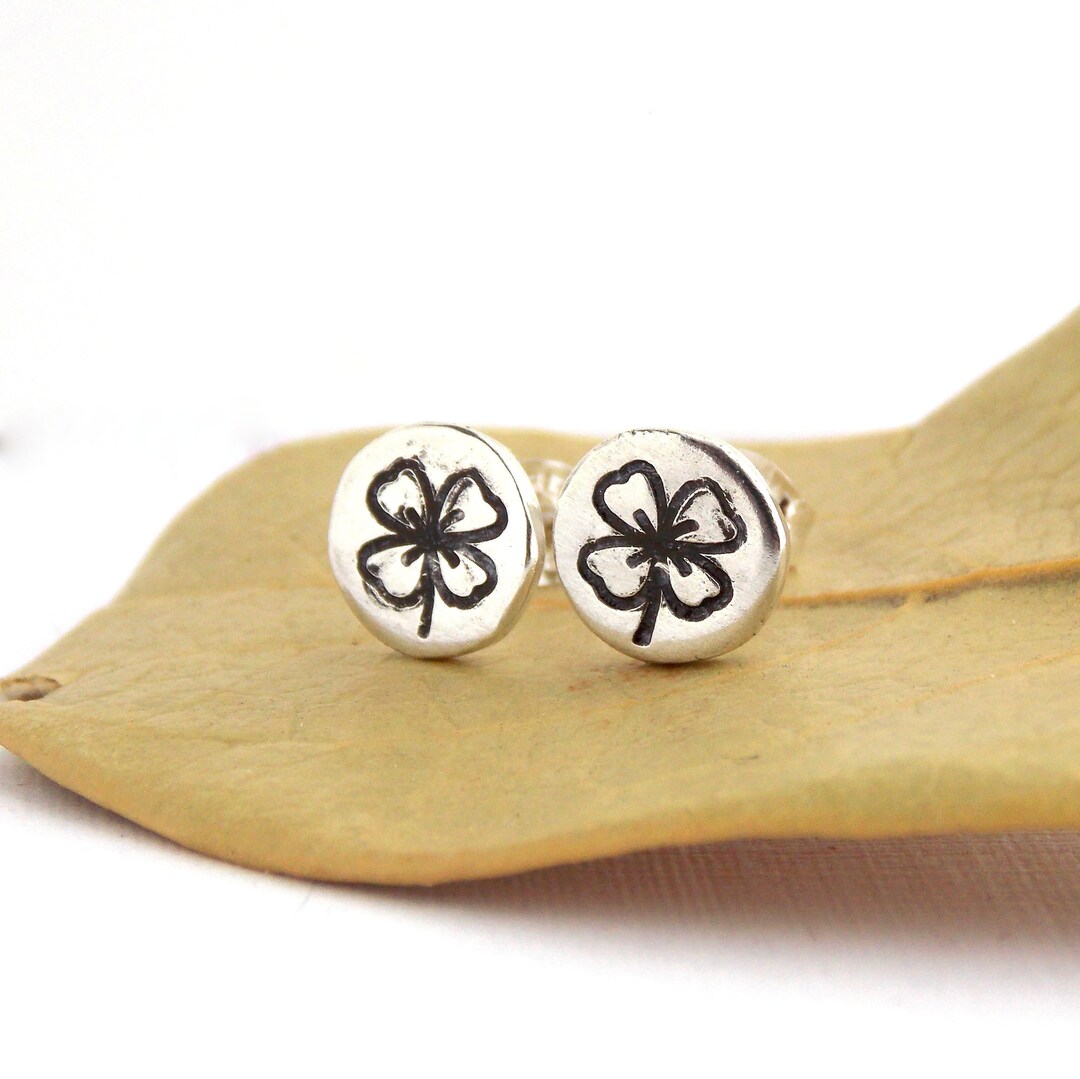 Lucky Four Leaf Clover Studs Made From Recycled Sterling Silver, Simple, and Perfect for ...