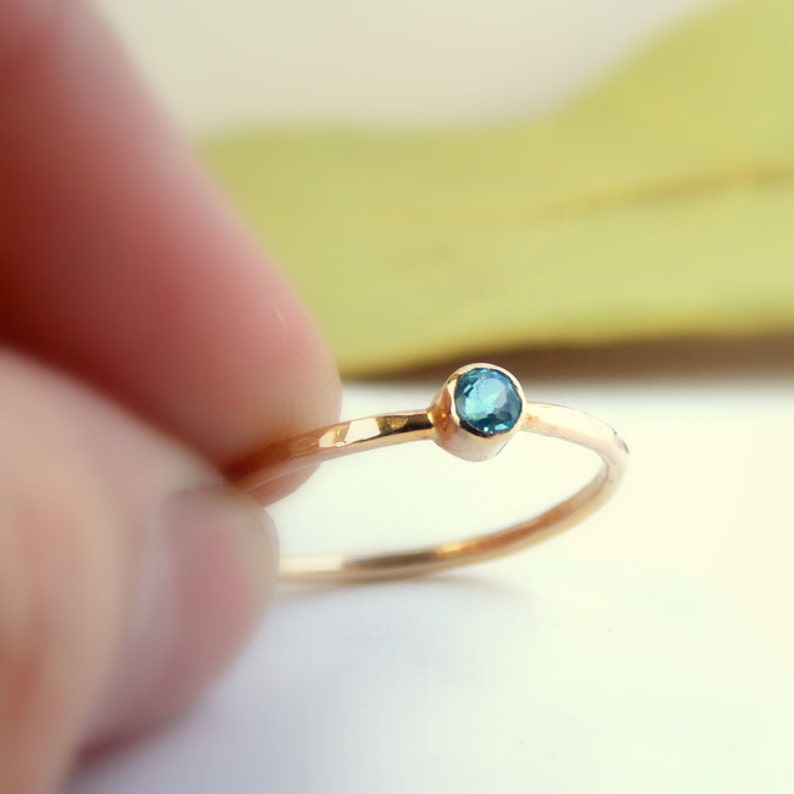 Simple Birthstone Ring W/ Hammered Band: Simple Gold-filled - Etsy
