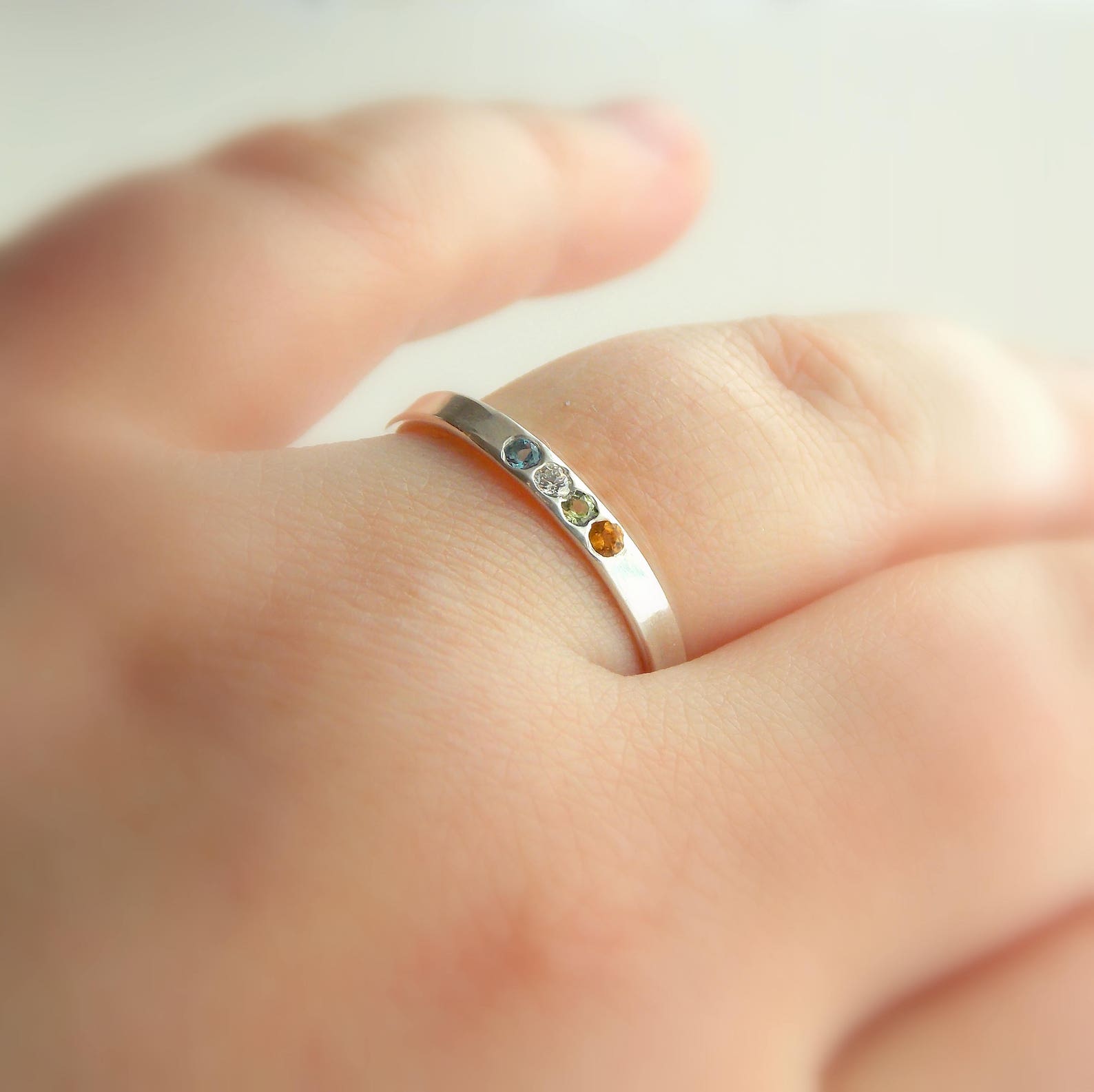 Multi-stone Inside Out Ring: Silver Ring Sterling Silver | Etsy