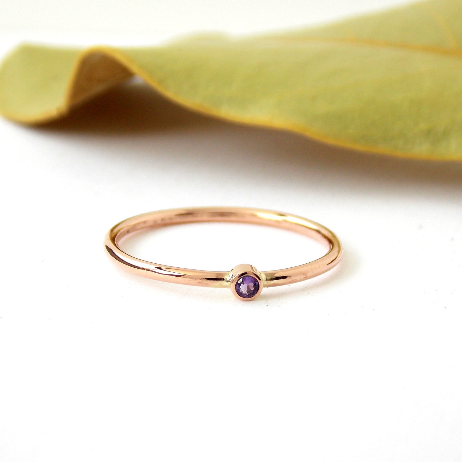 Tiny Rose Gold-filled Birthstone Ring: Simple Dainty 14k Pink - Etsy