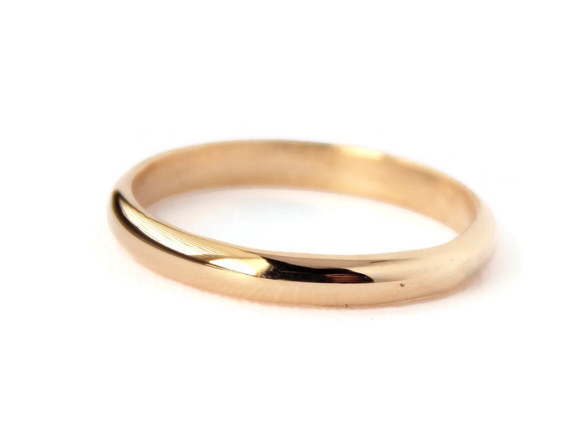 Gold Domed Ring: 14K Solid Gold Dainty Wedding Band Domed - Etsy