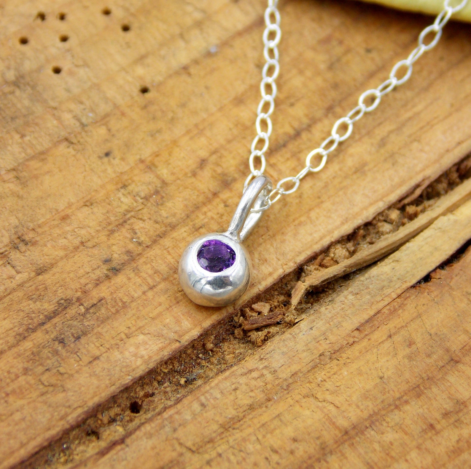Birthstone Pebble Necklace: Sterling Silver Necklace, Simple Necklace ...