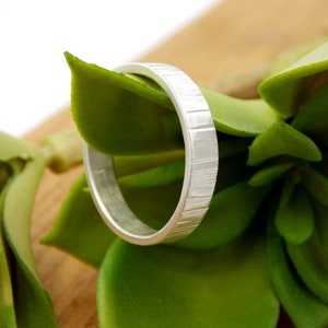 Birch Tree Bark Ring: 4mm Wide Sterling Silver Ring Given a Rustic ...