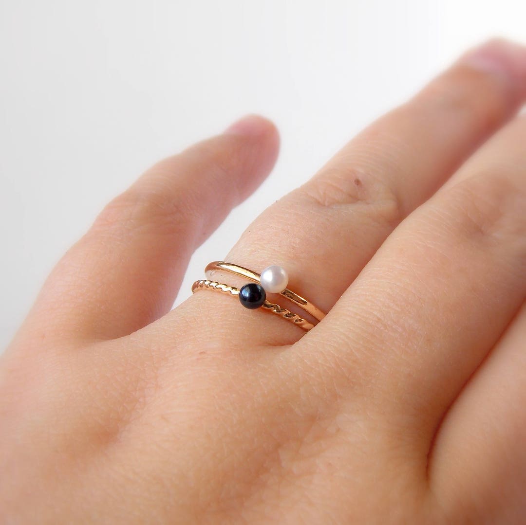 Mini Floating Freshwater Pearl Ring in 14k Gold-filled With Band of ...