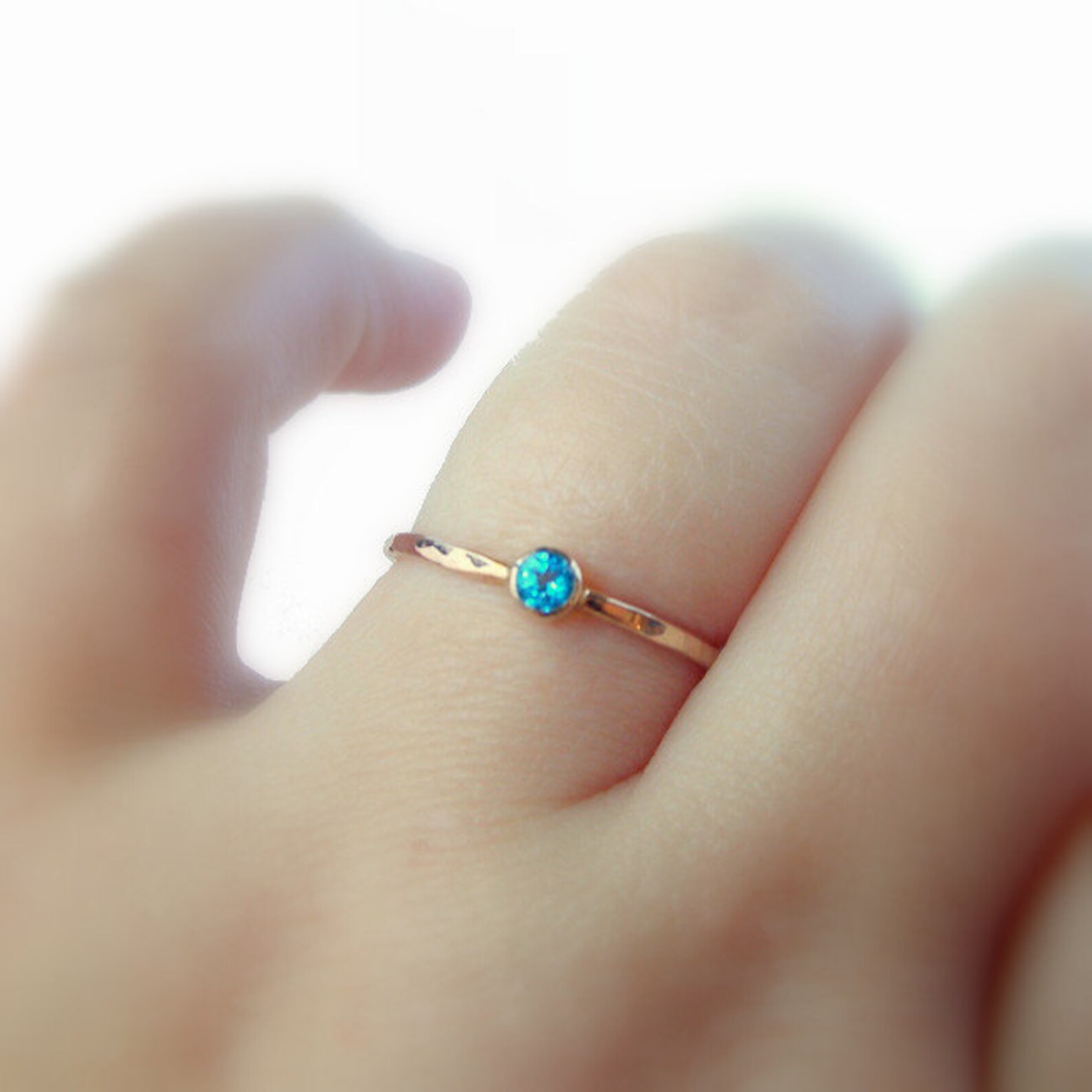 Simple Birthstone Ring W/ Hammered Band: Simple Gold-filled - Etsy