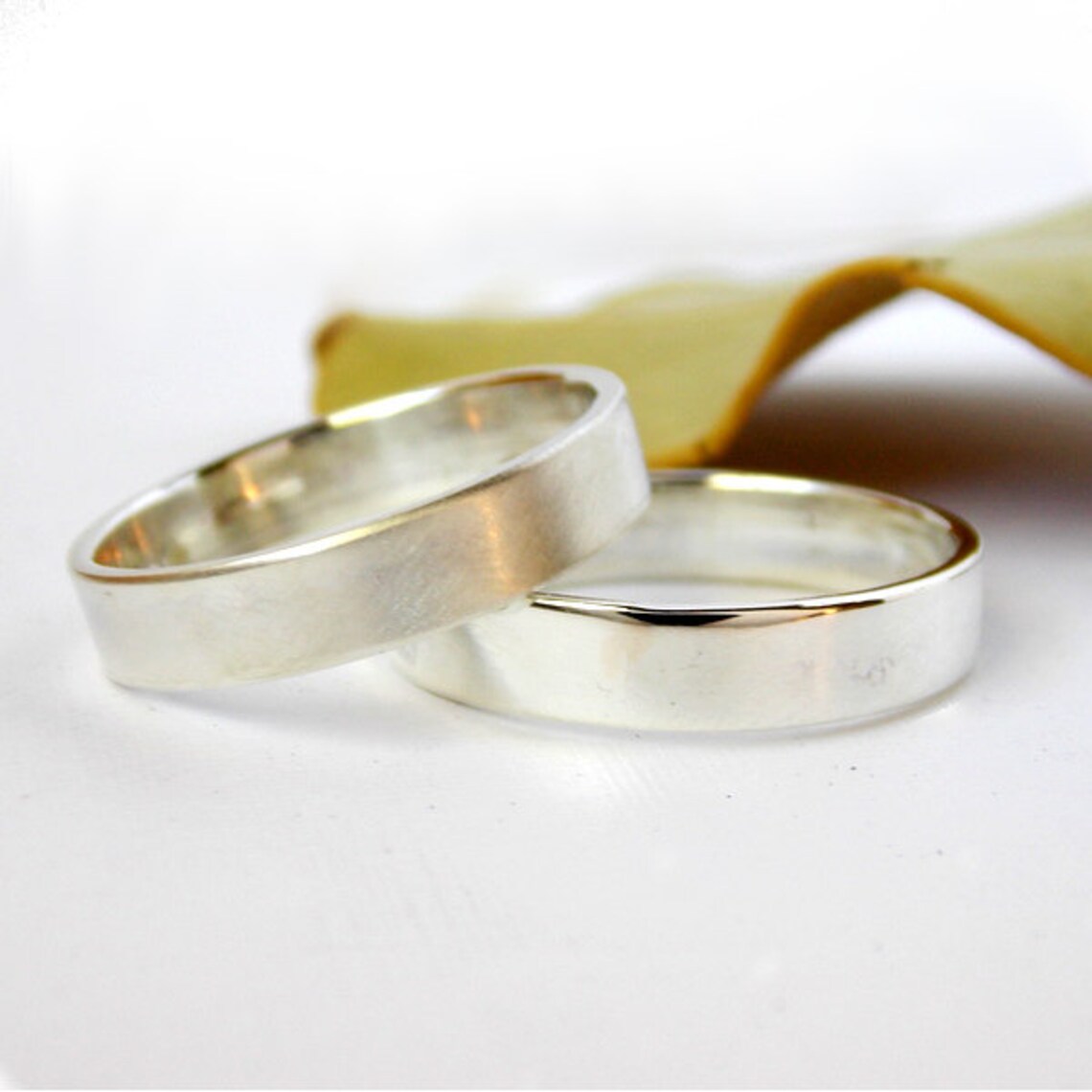 Simple Plain Sterling Silver Wedding Band With a Brushed or - Etsy