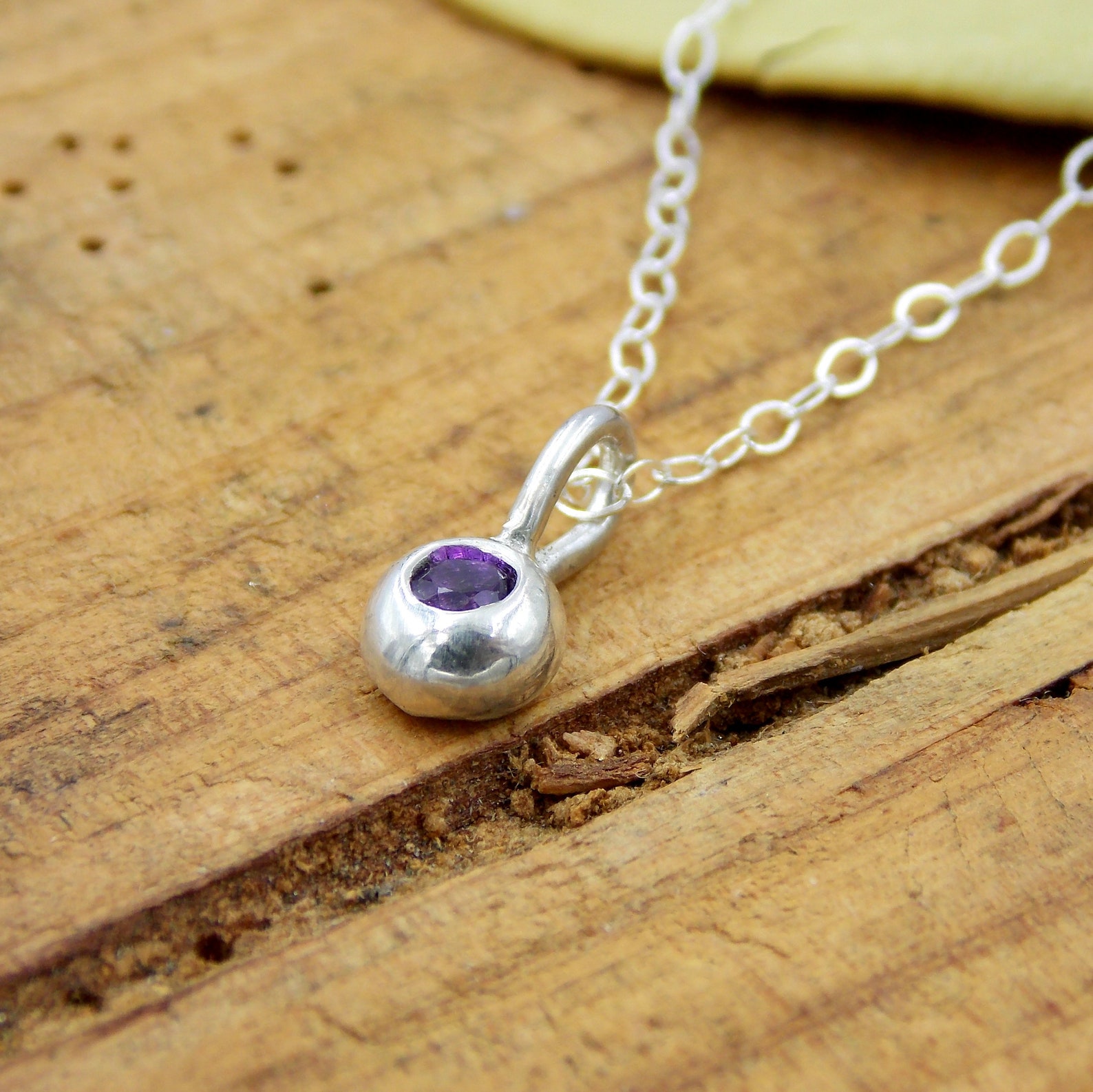 Birthstone Pebble Necklace: Sterling Silver Necklace, Simple Necklace ...