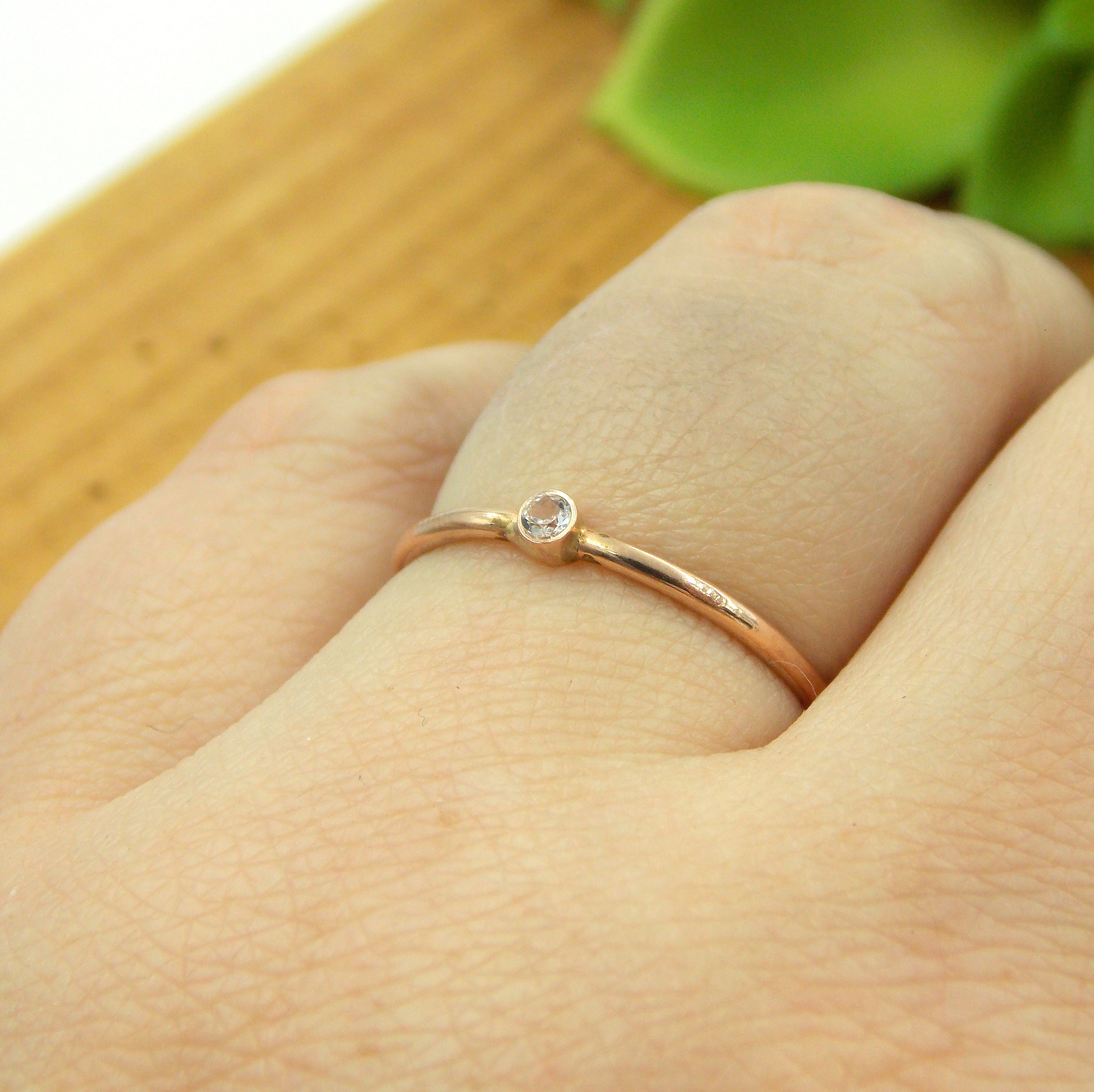 Tiny Rose Gold-filled Birthstone Ring: Simple Dainty 14k Pink | Etsy