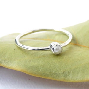Mini Freshwater Pearl Ring: a Dainty and Petite Sterling Silver Real ...