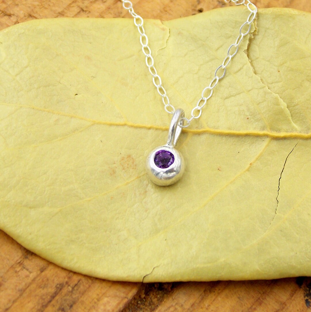 Birthstone Pebble Necklace: Sterling Silver Necklace, Simple Necklace ...