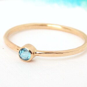Simple Birthstone Ring W/ Hammered Band: Simple Gold-filled Ring - Etsy