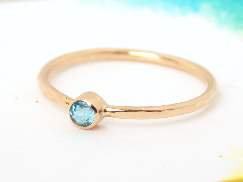 Simple Birthstone Ring W/ Hammered Band: Simple Gold-filled - Etsy