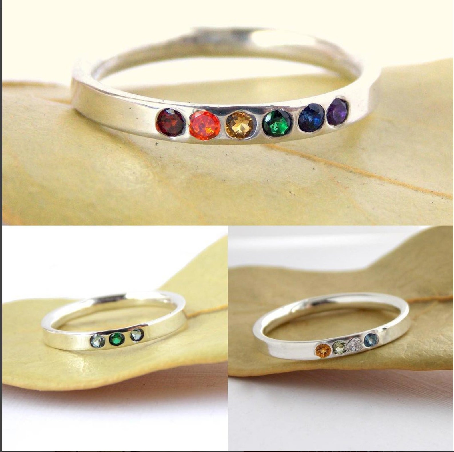 Multi-stone Inside Out Ring: Silver Ring Sterling Silver | Etsy