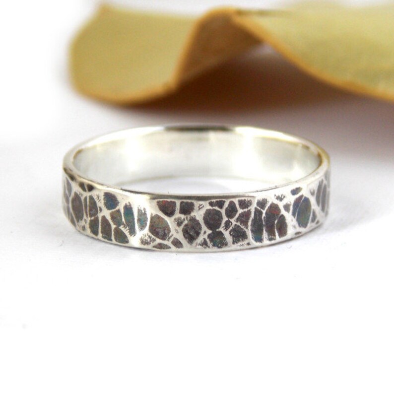 Oxidized Hammered Ring: Sterling Silver Ring, Textured Ring, Hammer ...