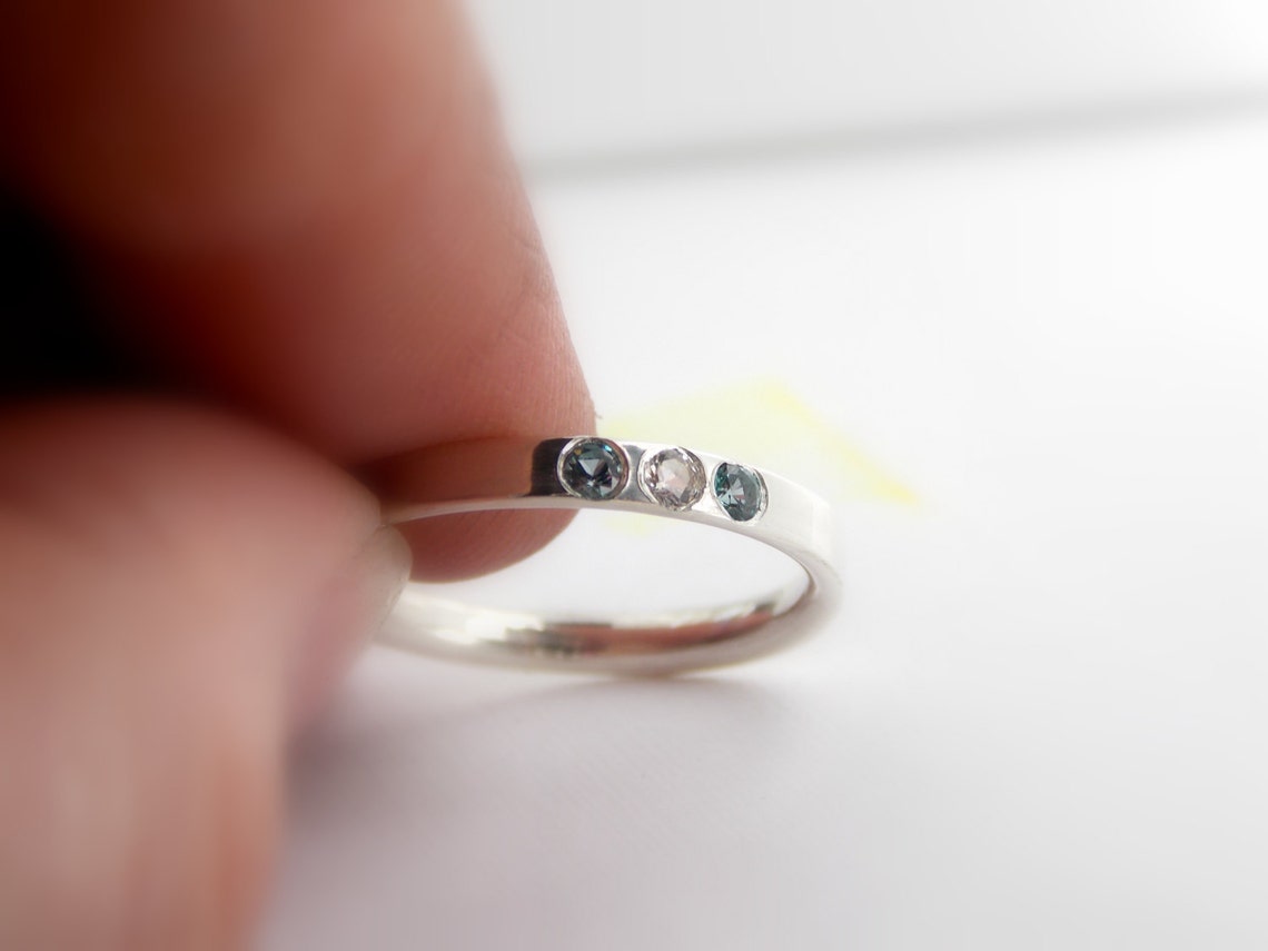 Multi-stone Inside Out Ring: Silver Ring Sterling Silver | Etsy