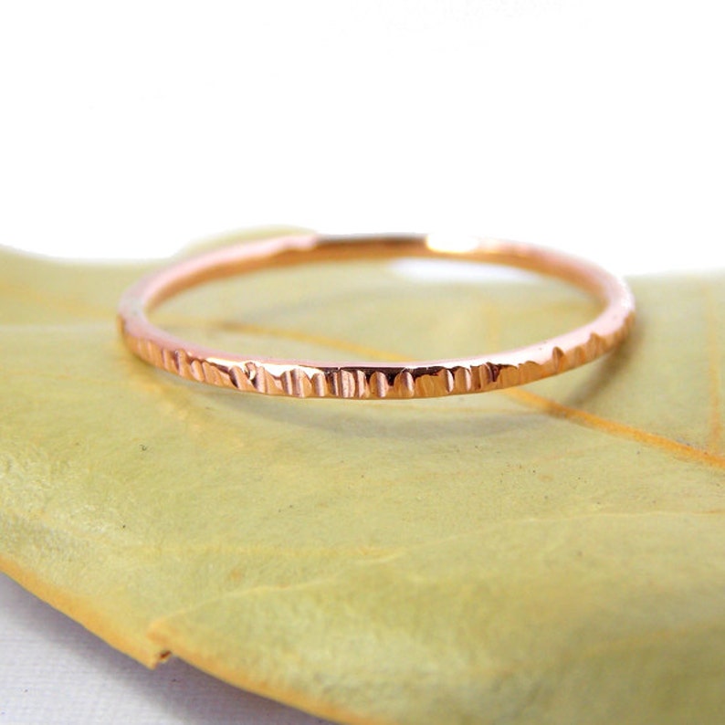 Gold Hatched Stacking Ring: Textured Ring 14K Solid Gold - Etsy