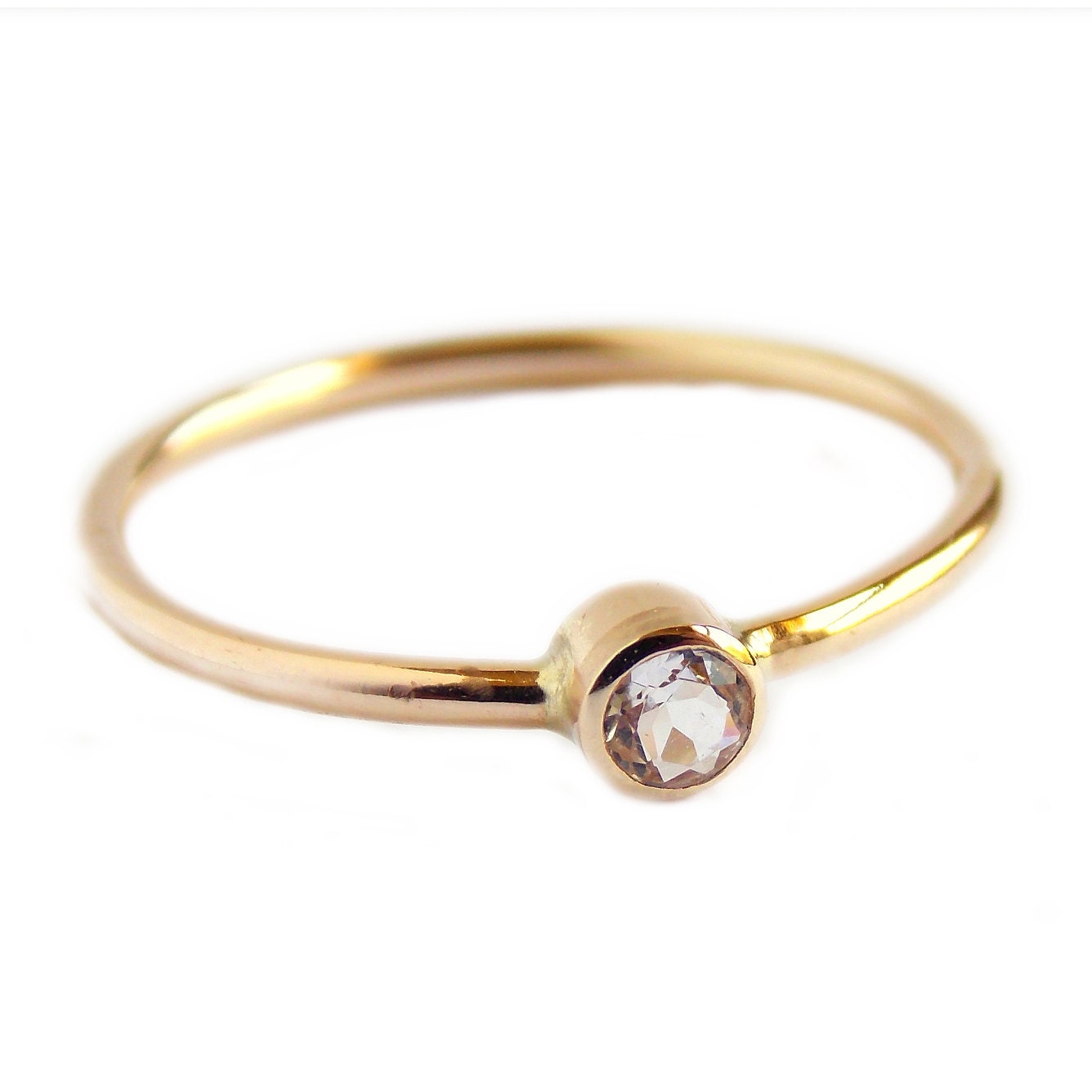 Simple White Sapphire Ring: 14K Gold-filled Ring, White Sapphire Ring ...
