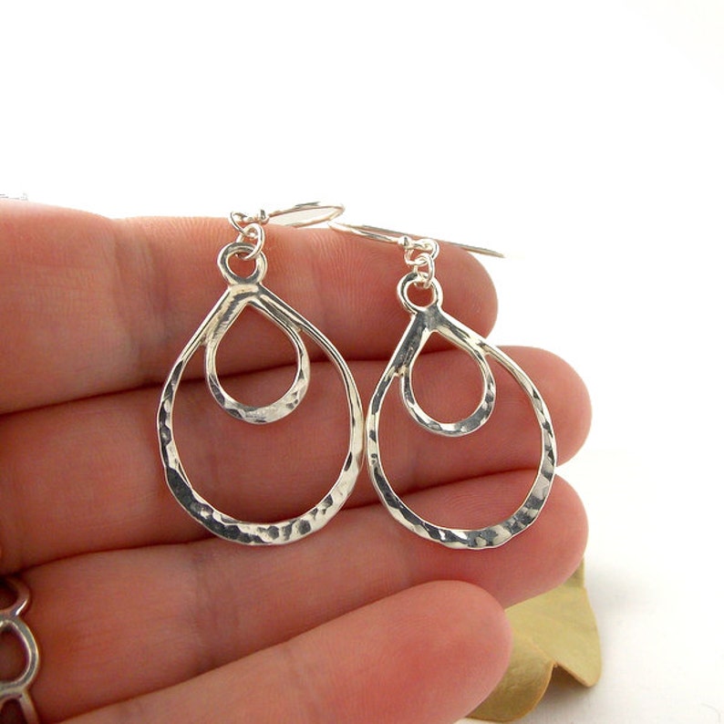Double Loop Lace Earrings: Sterling Silver Earrings Dangle - Etsy