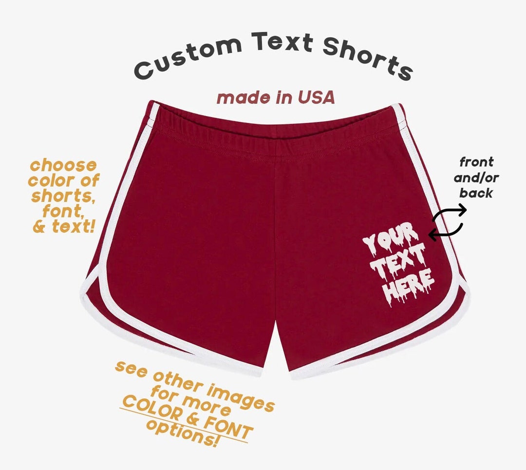 Custom Text Shorts Choose Any Phrase/name From Over 50 Text - Etsy