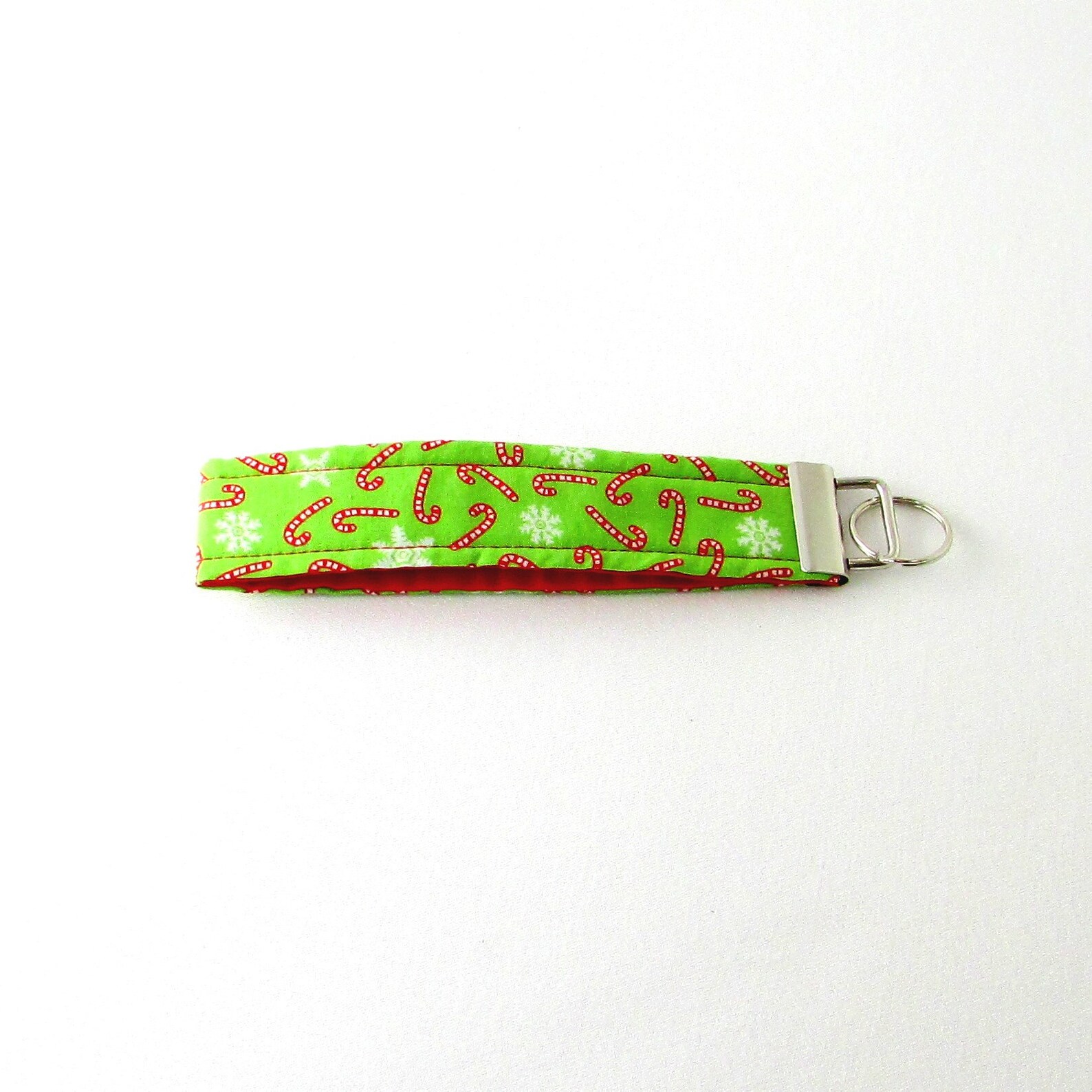 Candy Cane Key Fob, Christmas Keychain, Green Fabric Key Holder ...