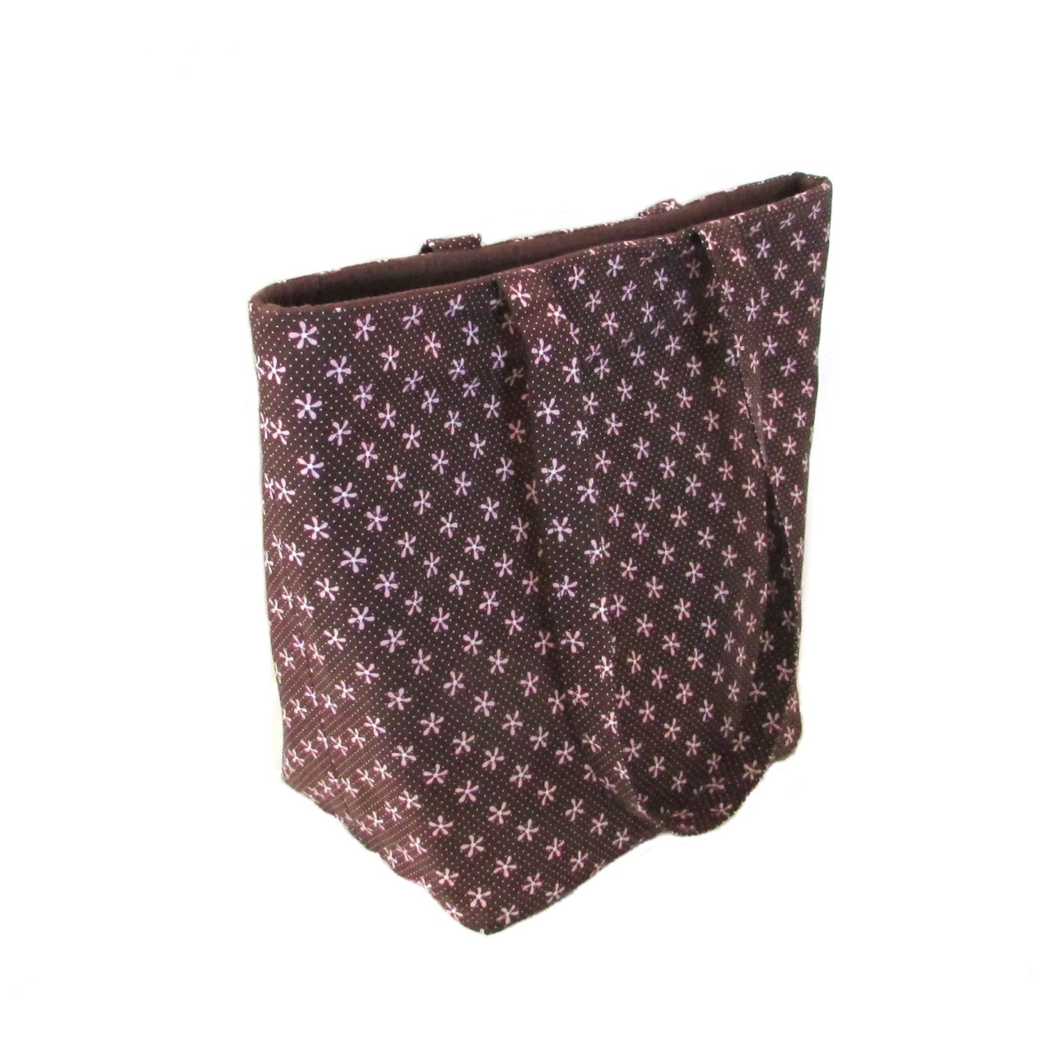 Brown Tote Bag, Floral Cloth Purse, Pink Polka Dots, Pink Stars ...
