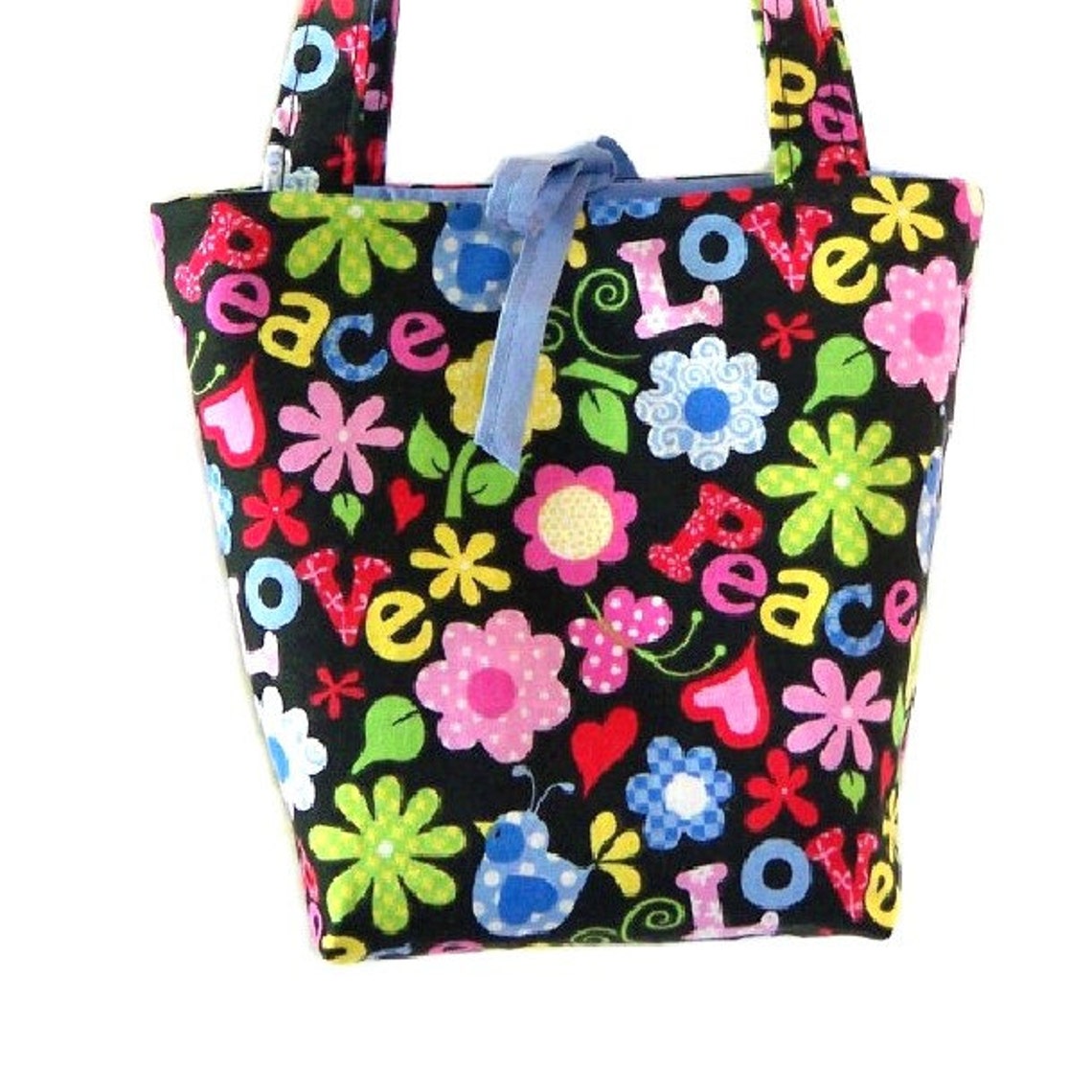 Hippie Purse, Small Tote Bag, Love, Peace, Flowers, Teen Purse ...