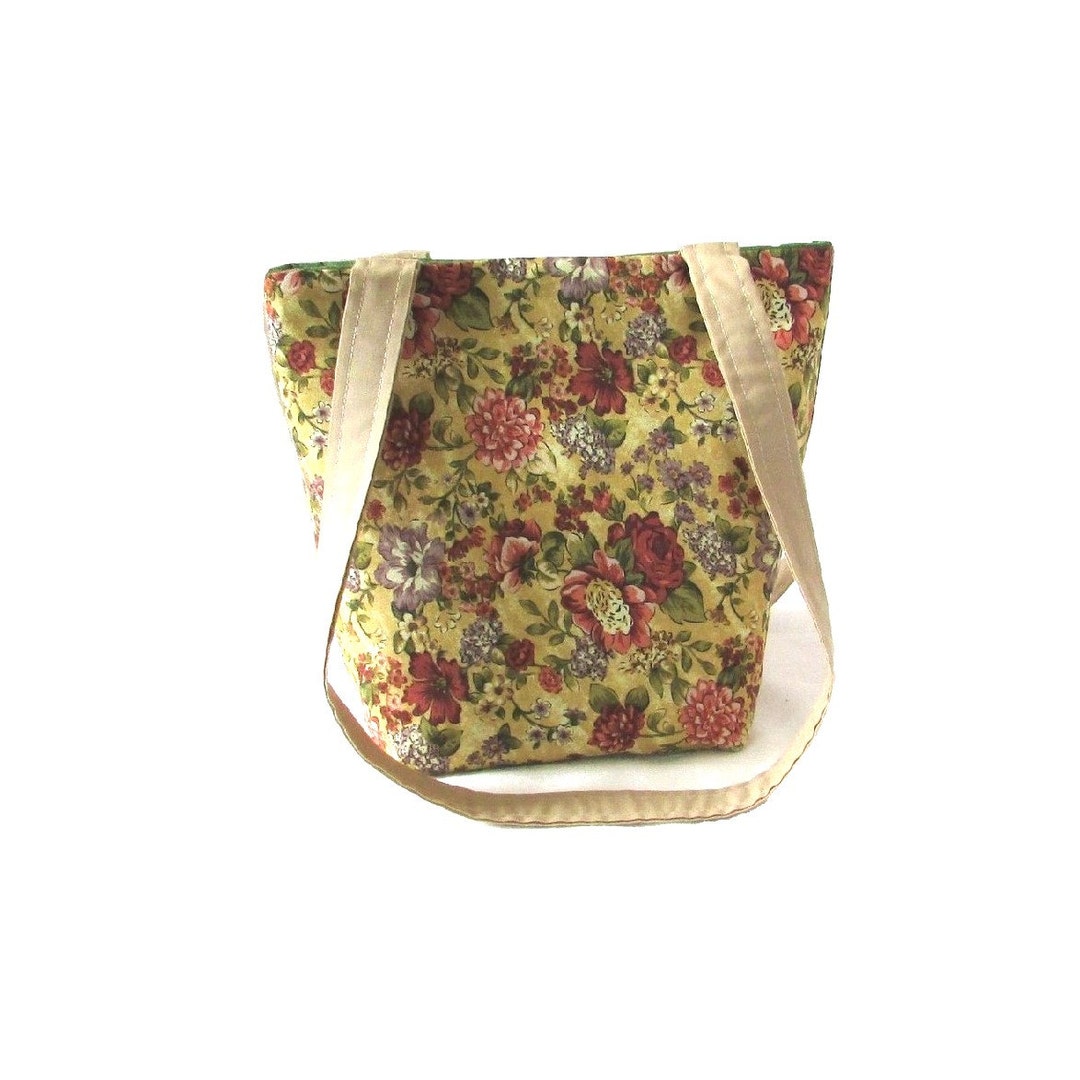 Floral Purse, Small Fabric Bag, Handmade Handbag, Beige Cloth Purse ...