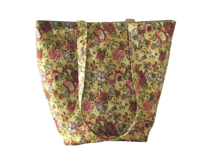 Floral Tote Bag Cloth Purse Handmade Handbag Beige Fabric - Etsy