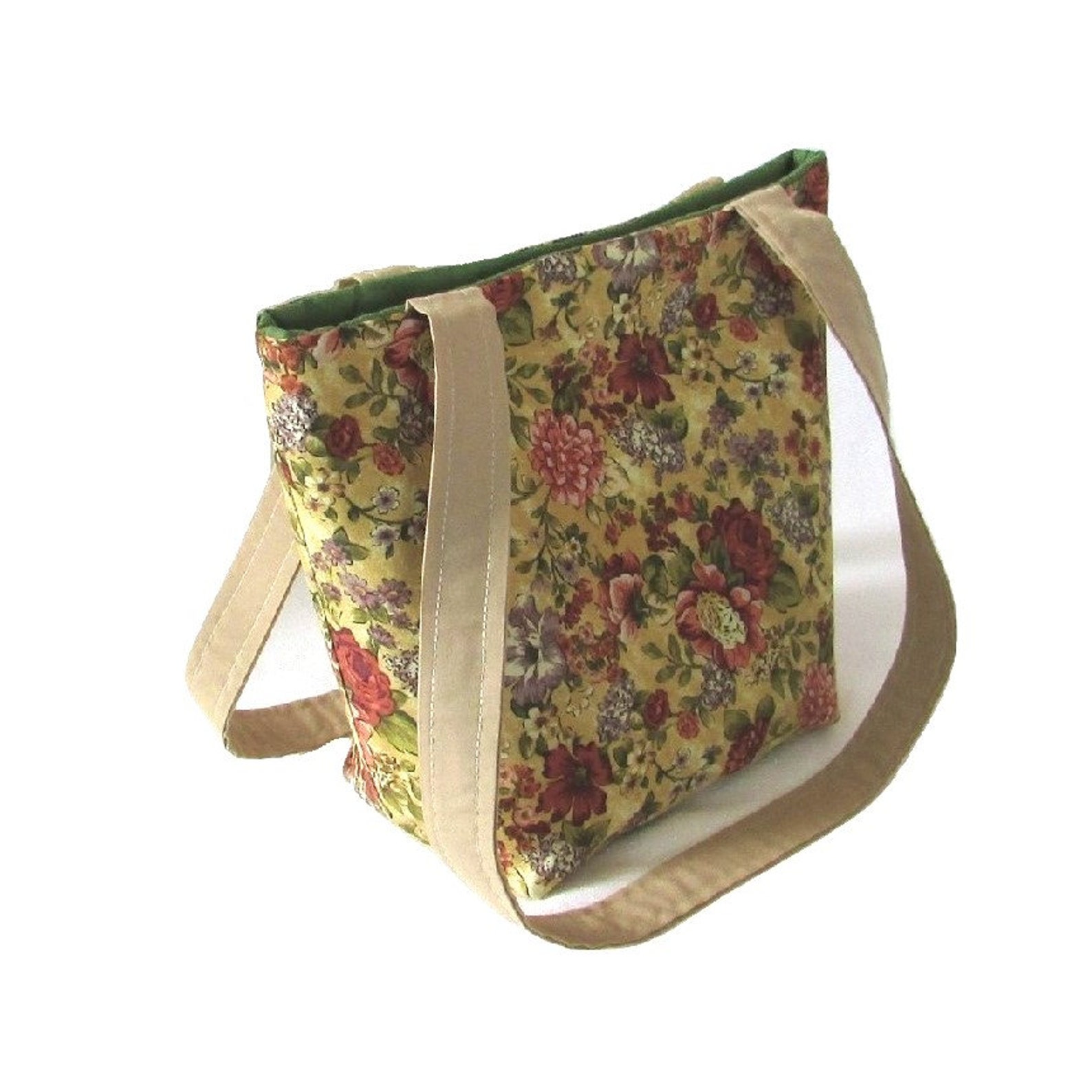 Floral Purse Small Fabric Bag Handmade Handbag Beige Cloth - Etsy