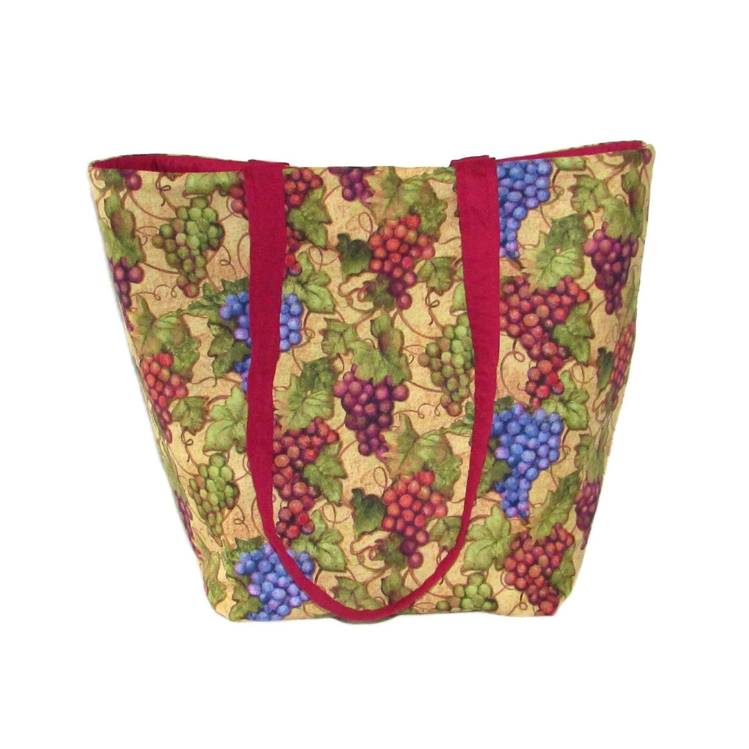 Grapes Tote Bag, Wine Cloth Purse, Handmade Handbag, Winery, Vineyard ...