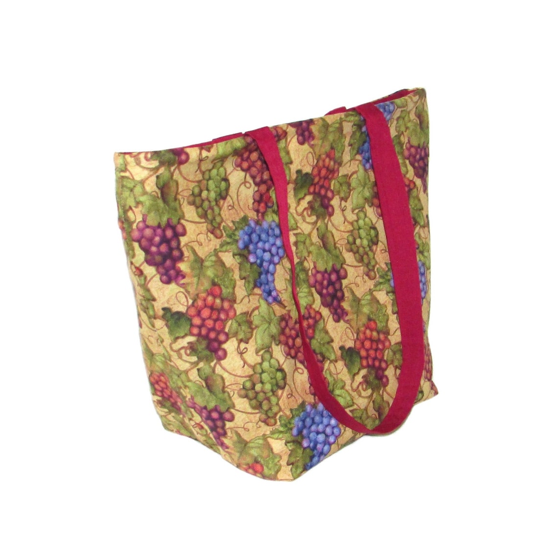 Grapes Tote Bag, Wine Cloth Purse, Handmade Handbag, Winery, Vineyard ...