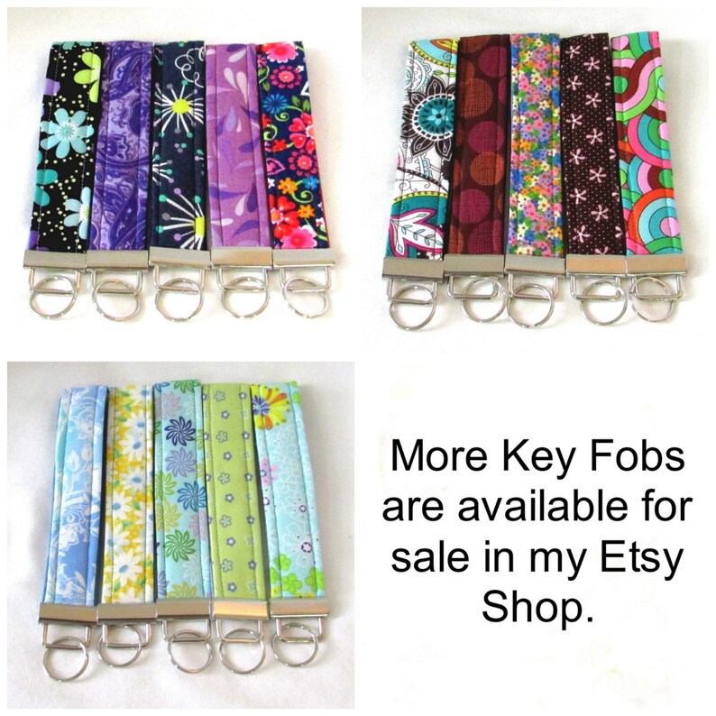 Yellow Floral Key Fob, Fabric Key Chain, Handmade Key Wristlet Lanyard ...