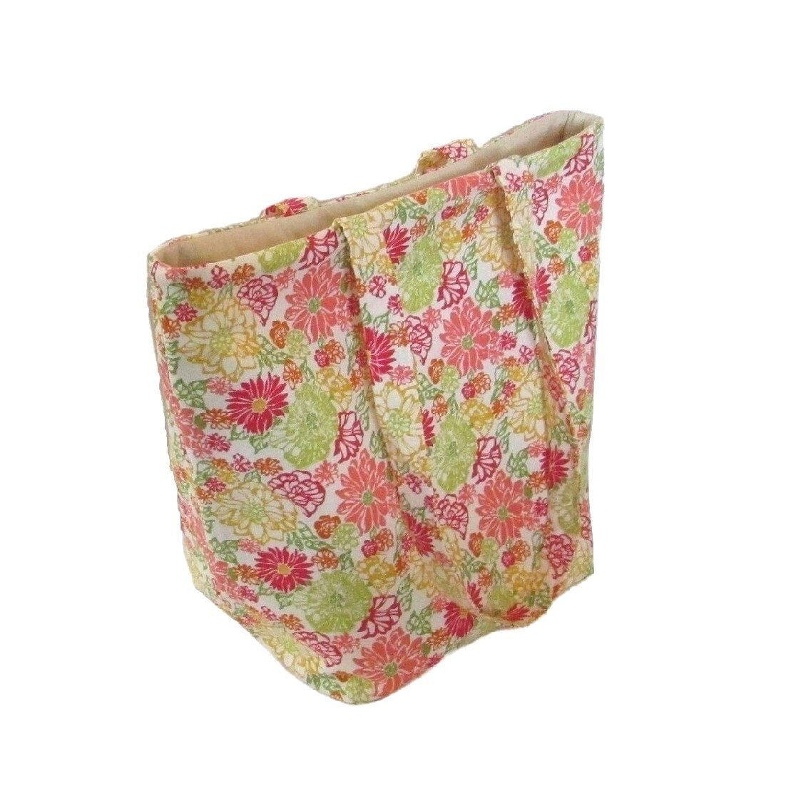 Floral Tote Bag, Cloth Purse, Handmade Handbag, Beige, Green, Yellow ...