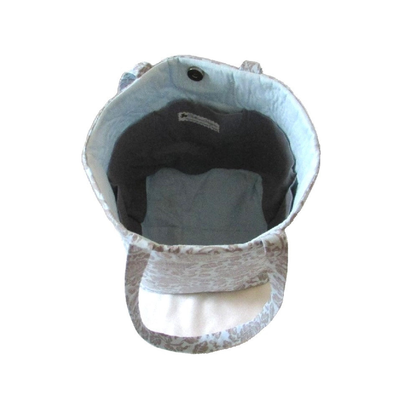 Blue Tote Bag, Floral Fabric Bag, Cloth Purse, Gray Flowers, Handmade ...