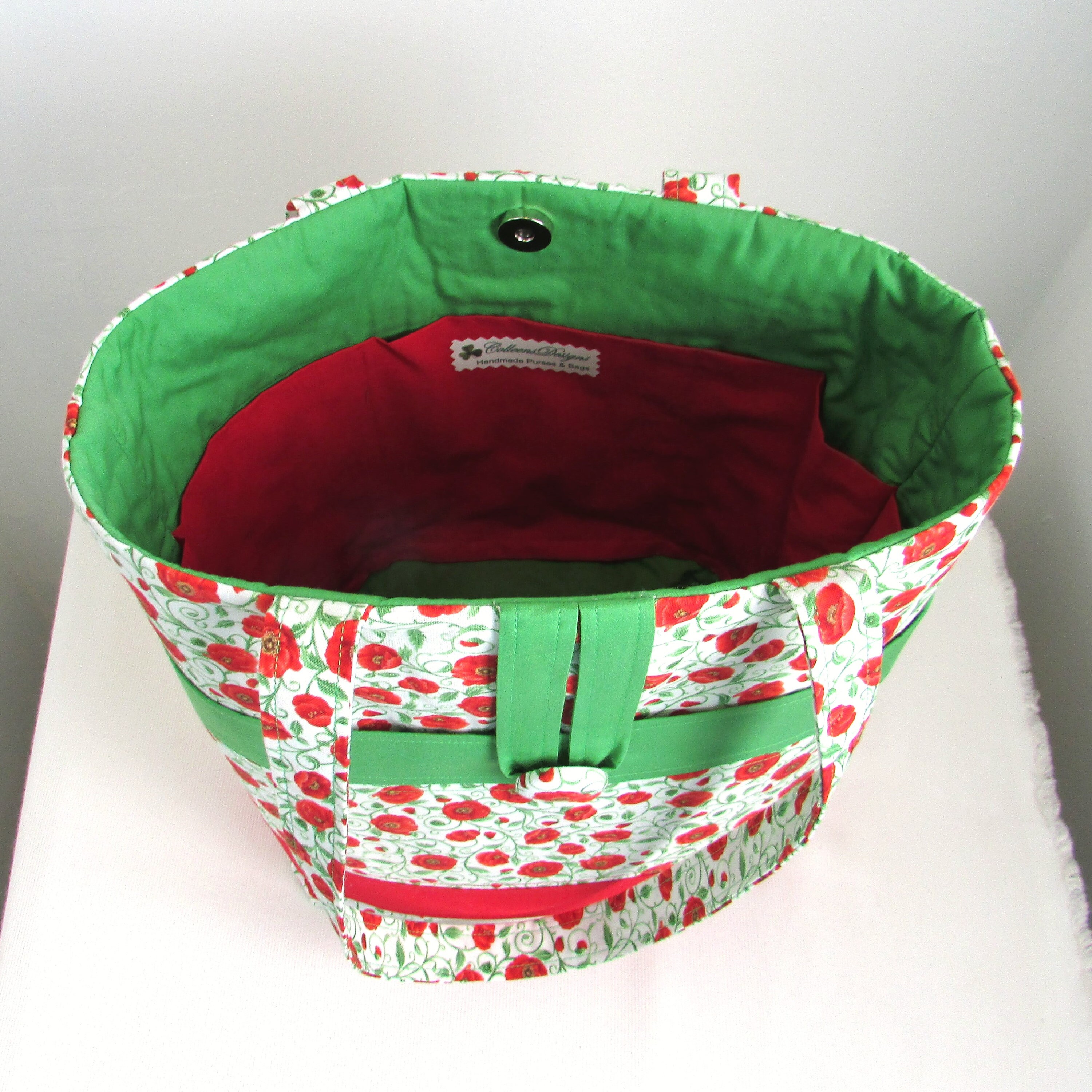 Poppy Flower Tote Bag, Cloth Purse, Fabric Bag, Handmade Handbag ...