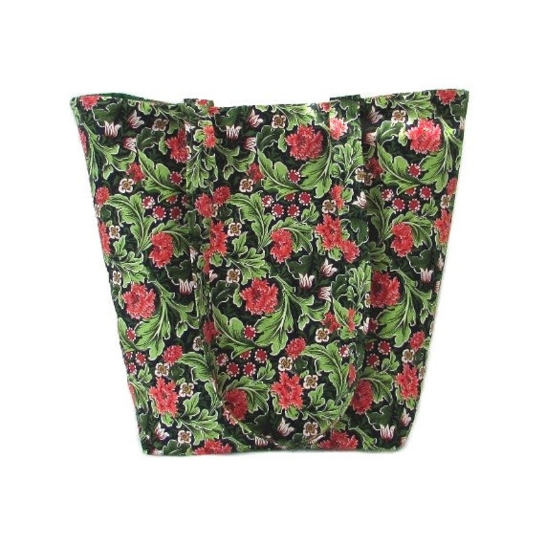 Green Floral Shoulder Bag, Cloth Purse, Coral Flowers, Green Leaves ...