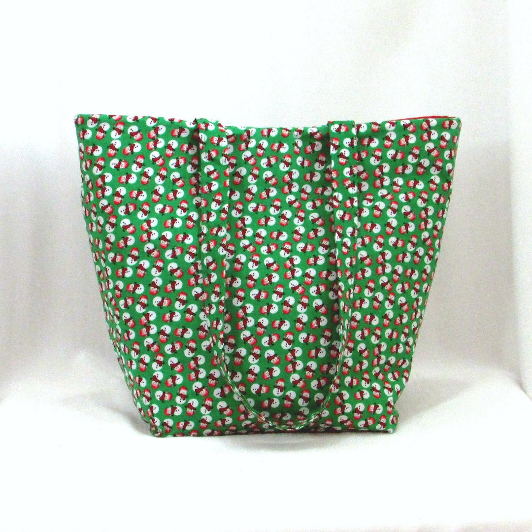 Snowman Shoulder Bag, Cloth Purse, Holiday Tote Bag, Winter, Christmas ...