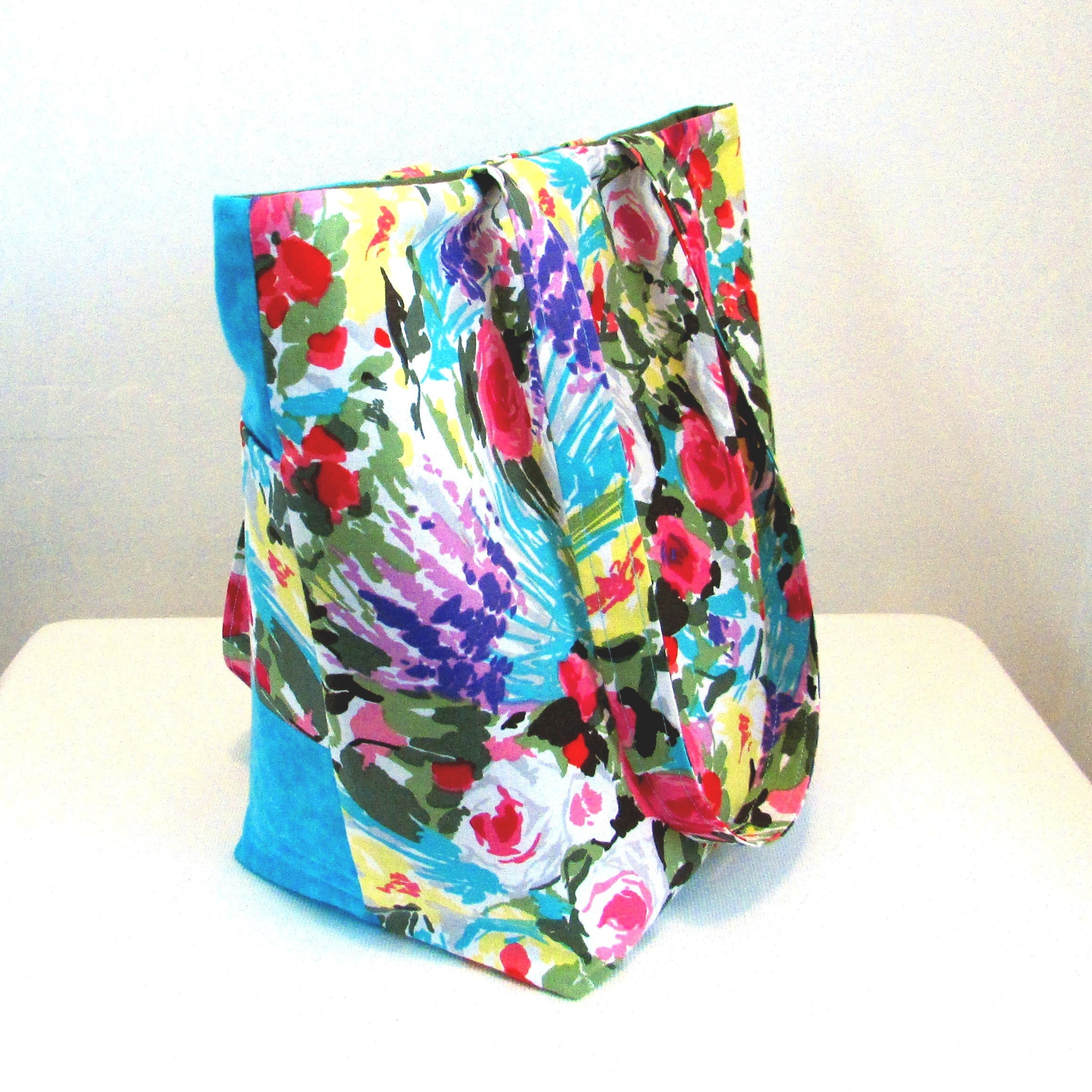 Blue Floral Shoulder Bag, Cloth Purse, Fabric Bag, Handmade Handbag ...