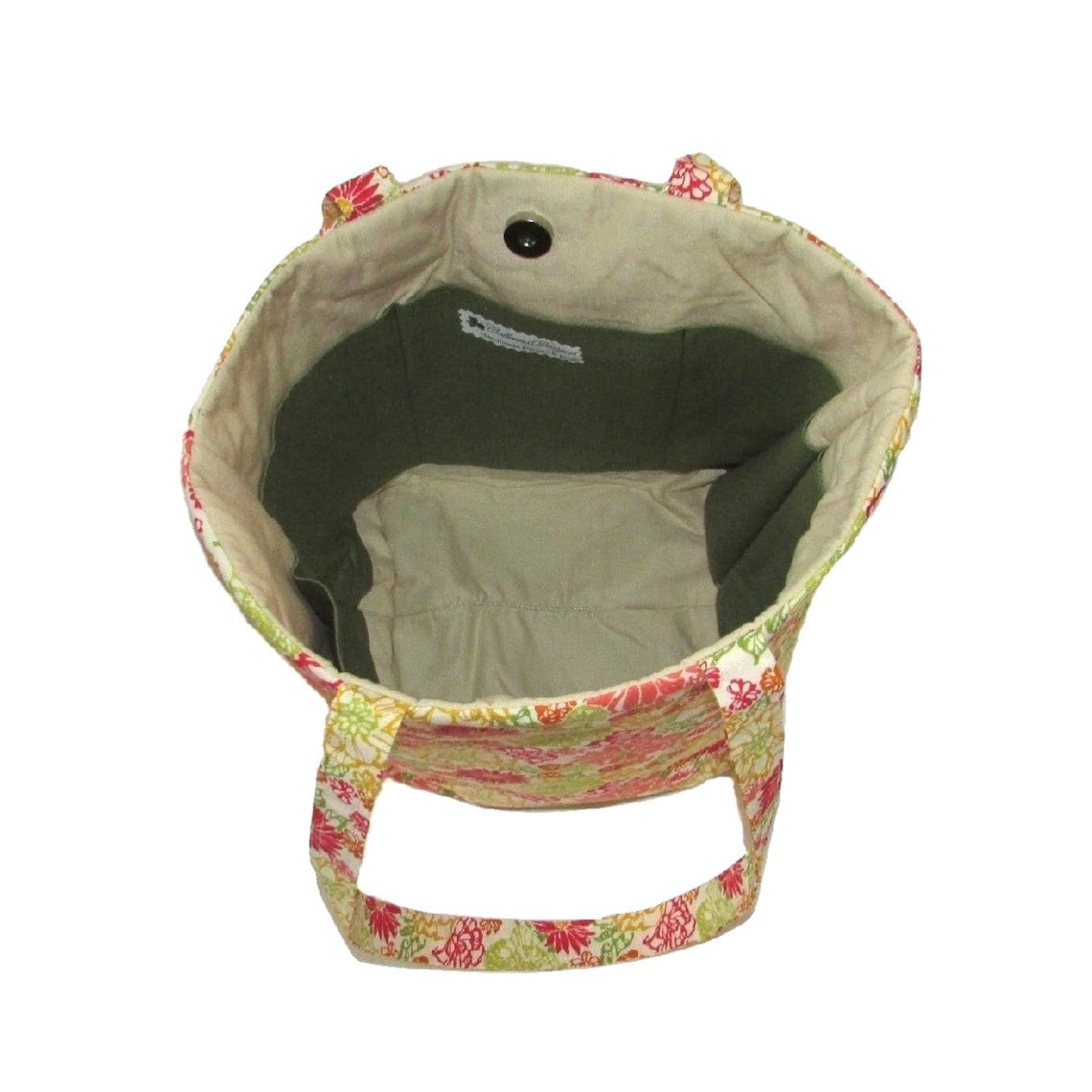 Floral Tote Bag, Cloth Purse, Handmade Handbag, Beige, Green, Yellow ...