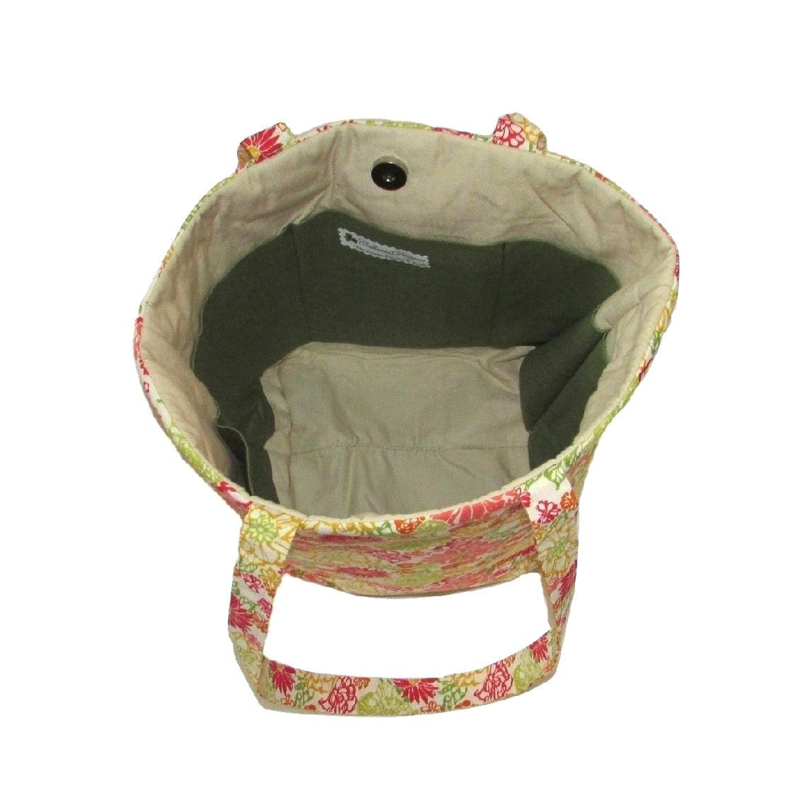 Floral Tote Bag, Cloth Purse, Handmade Handbag, Beige, Green, Yellow ...