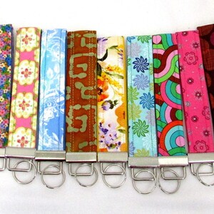 Yellow Floral Key Fob, Fabric Key Chain, Handmade Key Wristlet Lanyard ...