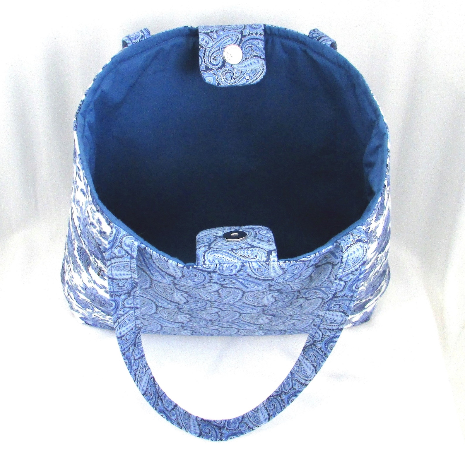 Blue Floral Tote Bag, Paisley Fabric Bag, Handmade Shoulder Bag, Cloth ...