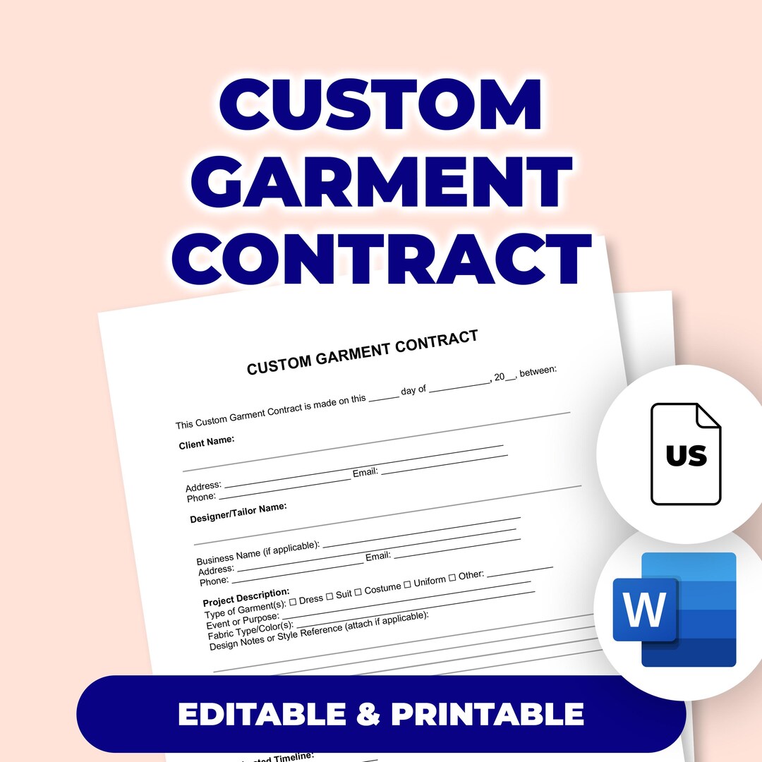 Custom Garment Contract | Printable File for Microsoft Word - Etsy